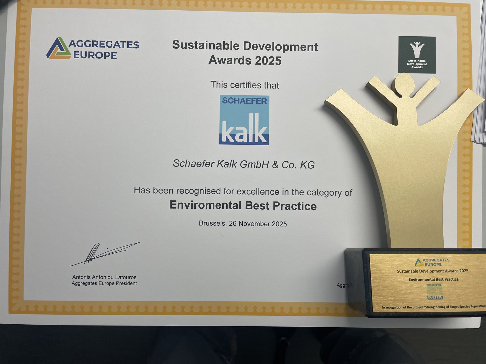 SCHAEFER KALK receives the European Sustainability Award: SCHAEFER KALK ...